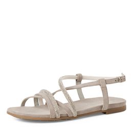 Riemchensandale Tamaris, Damen, Gr. 40, grau, Leder, Textil, unifarben, Schuhe Riemchensandale, Sommerschuh, Sandalette mit feinen Riemchen