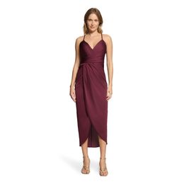 Abendkleid Vera Mont "Damen mit Raffung", Damen, Gr. 36, Normalgr&ouml;&szlig;en, rot (deep dahlia), Satin, Obermaterial: 100% Polyester. Futter: 95% Polyester, 5% Elasthan, figurbetont lang, V-Ausschnitt, Kleider Abendkleid, Material