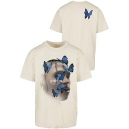 Kurzarmshirt "Upscale by Mister Tee Herren Le Papillon Oversize Tee", Jungen, Gr. XL, sand, 100% Baumwolle, UPSCALE BY MISTER TEE, unifarben, oversize, Rundhals, Shirts