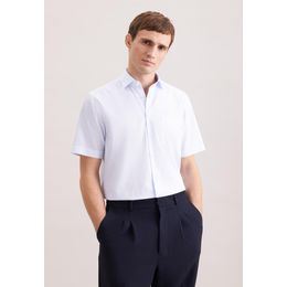 Businesshemd Seidensticker "Schwarze Rose", Herren, Gr. L (42), normale &Auml;rmell&auml;ngen, blau, 100% Baumwolle, bedruckt, comfort fit, Hemden, Comfort 1/2 Kentkragen Druck