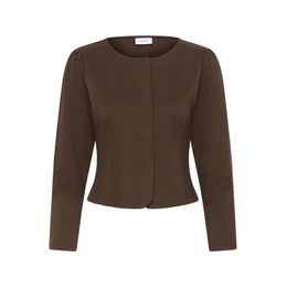 Blusenblazer Saint Tropez "Blazer GennySZ", Damen, Gr. L, braun (chocolate braun), Obermaterial: 72% Viskose LENZING ECOVERO CV LenzEcov. 24% Polyamid PA. 4% Elasthan EL., Blazer Blusenblazer