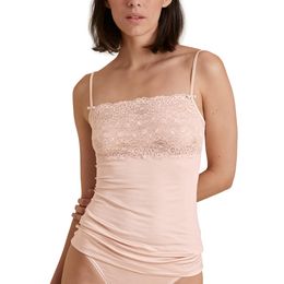 Spaghettitop Calida "Sensual Secrets", Damen, Gr. L (48/50), rosa, Single Jersey, Obermaterial: 57% Viskose, 38% Baumwolle, 5% Elasthan, unifarben, normal h&uuml;ftbedeckend, Rundhals, Tops, semitransparente Spitze, Viskose-Mix, Single Jersey, elastisch, weich