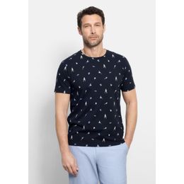 T-Shirt OLYMP "OLYMP Casual Wirk", Jungen, Gr. L, marine, 70% Baumwolle, 30% Leinen, Shirts T-Shirt