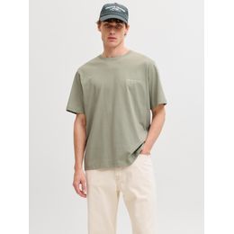 Jack & Jones Kurzarmshirt JACK & JONES "JORMONTAUK AOP BACK TEE SS CREW NECK", Jungen, Gr. M, seagrass, Jersey, Obermaterial: 100% Baumwolle, bedruckt, regular fit normal, Rundhals, Shirts, Baumwolle, regular fit