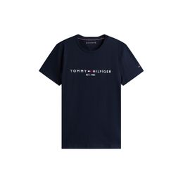 T-Shirt Tommy Hilfiger "IM CORE TOMMY LOGO TEE", Jungen, Gr. M, desert sky, Single Jersey, Obermaterial: 100% Baumwolle, normal normal, Rundhals, Shirts T-Shirt