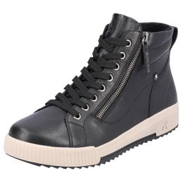 Schn&uuml;rboots RIEKER SPORT, Damen, Gr. 41, schwarz, Leder, Schuhe Schn&uuml;rboots, Stiefelette, High Top Sneaker, Freizeitboots mit Rei&szlig;verschluss