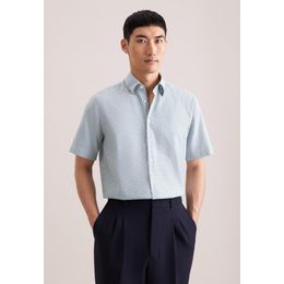 Businesshemd Seidensticker "Schwarze Rose", Herren, Gr. M (40), normale &Auml;rmell&auml;ngen, gr&uuml;n, 100% Baumwolle, kariert, regular fit, Hemden, Regular 1/2 Covered-Button-Down-Kragen Karo