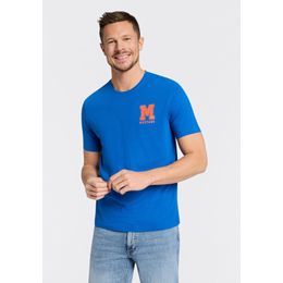 Rundhalsshirt Mustang "Alex Logo Brust", Jungen, Gr. XXL, nautical blau, Jersey, Obermaterial: 100% Baumwolle, bedruckt, normal h&uuml;ftbedeckend, Rundhals, Shirts Rundhalsshirt, normale Passform, Kurzarm-Design, l&auml;ssiger Stil
