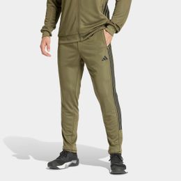 Sporthose adidas Performance "WORKOUT ESSENTIALS ALL-SET 3-STREIFEN, GEWIRKTES MATERIAL", Herren, Gr. L, N-Gr, gr&uuml;n (olive strata, schwarz, normal, gr.), Obermaterial: 100% Polyester, Hosen Sporthose, Trainingshose, Climacool, regul&auml;re Passform
