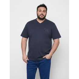 T-Shirt Lerros "T-Shirt mit V-Neck in Strickqualit&auml;t, grosse Gr&ouml;&szlig;en", Jungen, Gr. 4XL, classic navy, 100% Baumwolle, V-Ausschnitt, Shirts T-Shirt