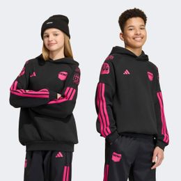 Kapuzensweatshirt adidas Sportswear "J FN HD", M&auml;dchen, Gr. 140, schwarz, real magenta, Obermaterial: 78% Baumwolle, 22% Polyester, normal, Rundhals, angesetztes B&uuml;ndchen, Sweatshirts
