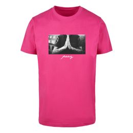 T-Shirt MisterTee "MisterTee Herren Pray Tee", Jungen, Gr. M, hibiskuspink, 100% Baumwolle, unifarben, normal, Rundhals, Shirts T-Shirt