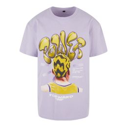 T-Shirt "Upscale by Mister Tee Herren Power Foward 2.0 Oversize Tee", Jungen, Gr. L, lila, 100% Baumwolle, UPSCALE BY MISTER TEE, bedruckt, oversize, Rundhals, Shirts T-Shirt
