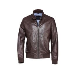 Lederjacke Bugatti "BULUCIO", Herren, Gr. 48, dunkelbraun, Obermaterial: 100% Lammleder LEL., regular fit, Rundhals, Jacken, aus hochwertigem Leder