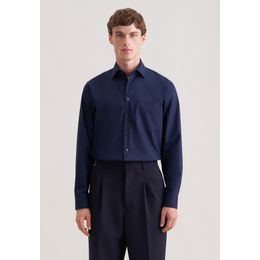 Businesshemd Seidensticker "Schwarze Rose", Herren, Gr. L (41-42), normale &Auml;rmell&auml;ngen, dunkelblau, 100% Baumwolle, unifarben, regular fit, 2-Knopf-Manschette, Hemden, Regular 1/1 Kentkragen Uni