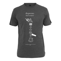 Kurzarmshirt MisterTee "MisterTee Herren Depresso Tee", Jungen, Gr. L, grau (charcoal), 100% Baumwolle, unifarben, normal, Rundhals, Shirts