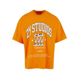T-Shirt 2Y STUDIOS "2Y Studios Herren 2Y Globus Oversize Tee", Jungen, Gr. L, orange, 100% Baumwolle, bedruckt, relaxed fit, Rundhals, Shirts T-Shirt