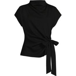 LANDS' END Jerseyshirt mit Knotendetail, Damen,  Schwarz, by Lands' End