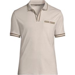 LANDS' END Supima-Poloshirt mit Streifendetails, Herren,  Wei&szlig;, Baumwolle, by Lands' End