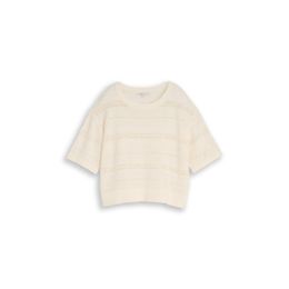 Tom Tailor Denim Damen Relaxed Fit Strickpullover mit Lochmuster, braun, Uni, Gr. XXL