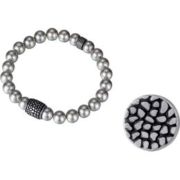 Schmuckset Kingka "Mulitpack Schmuck Geschenk Edelstahl Armband Ohrstecker", grau (edelstahlfarben, schwarz, silbergrau), Schmuck_Sets, Damen, Edelstahl, Perlen, Schmuckset, mit Muschelperlen