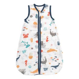 Babyschlafsack SCHLUMMERSACK "Schlafsack ohne F&uuml;&szlig;en 0.5 Tog" Gr. 90, blau (meerestiere), Schlafs&auml;cke, Baby, L: 90cm, Obermaterial: 50% Baumwolle CO(Bio). 50% Viskose CV., L:90cm