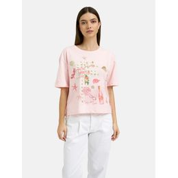 Smith & Soul Rundhalsshirt SMITH & SOUL, Damen, Gr. L, rosa (rose powder), Single Jersey, Material: 100% Baumwolle, bedruckt, gerade kurz, Rundhals, angeschnitten gerader Abschluss, Shirts Rundhalsshirt, mit &uuml;berschnittener Schulter