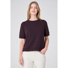 T-Shirt STREET ONE STUDIO, Damen, Gr. 34, very berry, Stoff, 71% Polyester, 26% Viskose, 3% Elasthan, unifarben, normal normal, Rundhals, B&uuml;ndchen, Shirts T-Shirt, Jersey