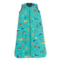 Babyschlafsack SCHLUMMERSACK "Schlafsack ohne F&uuml;&szlig;en 1.0 Tog" Gr. 90, blau (meerestiere), Schlafs&auml;cke, Baby, L: 90cm, Obermaterial: 100% Baumwolle CO., L:90cm