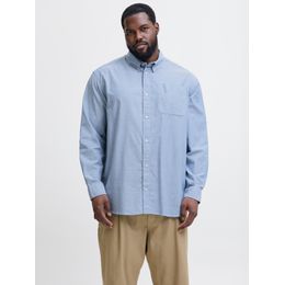 Jack & Jones PlusSize Langarmhemd "JPRBLUBROOK OXFORD SHIRT L/S NOOS PLS", Herren, Gr. 6XL, N-Gr, blau (cashmere blau fit:slim fit), Web, Obermaterial: 97% Baumwolle, 3% Elasthan, JACK & JONES PLUSSIZE, unifarben, slim fit normal, Hemden