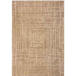 Teppich FLAIR RUGS "Elliot", beige, B:200cm H:12mm L:300cm, Polyester, Teppiche, Teppich, Hoch-Tief Effekt, Wohnzimmer, Schlafzimmer, Esszimmer