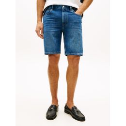 Jeansshorts Tommy Hilfiger "DENTON", Herren, Gr. 38, N-Gr, cobalt blau, Web, Obermaterial: 99% Baumwolle, 1% Elasthan, straight fit kniefrei, Jeans Jeansshorts, Straight Fit mit Fade-Effekt