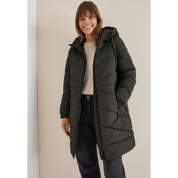 Steppmantel Cecil, Damen, Gr. M (40), olive wood, Stoff, Obermaterial: 100% Polyester. Futter: 100% Polyester. F&uuml;llung: 100% Polyester, unifarben, normal ca. Mitte Oberschenkel, ohne Ausschnitt, elastischer Bund, M&auml;ntel Steppmantel, mit Kapuze mit Tunnelzugband