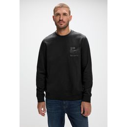 Sweatshirt Street One MEN, Herren, Gr. L (42), schwarz, Sweatware, 80% Baumwolle, 20% Polyester, unifarben, normal, Rundhals, Rippb&uuml;ndchen, Sweatshirts Sweatshirt, im soften Baumwoll-Mix