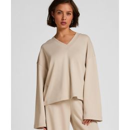 Hunkem&ouml;ller Pyjama HUNKEM&Ouml;LLER "Lounge Top Audrey", Damen, Gr. XS, grau, 50% Baumwolle, 50% Modal, Homewear-Sets Pyjama
