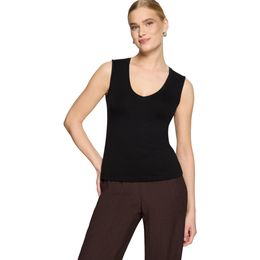 T-Shirt Zero "Damen Shirt mit V-Ausschnitt", Damen, Gr. 34, schwarz beauty, Obermaterial: 95% Baumwolle (organic), 5% Elasthan, Basic, figurbetont normal, V-Ausschnitt, Shirts T-Shirt, Material