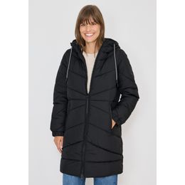Steppmantel Cecil, Damen, Gr. M (40), schwarz, Stoff, Obermaterial: 100% Polyester. Futter: 100% Polyester. F&uuml;llung: 100% Polyester, unifarben, normal ca. Mitte Oberschenkel, ohne Ausschnitt, elastischer Bund, M&auml;ntel Steppmantel, mit Kapuze mit Tunnelzugband