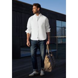 Leinenhemd Street One MEN, Herren, Gr. L (42), US-Gr&ouml;&szlig;en, wei&szlig;, Stoff, 100% Leinen, unifarben, normal normal, V-Ausschnitt, B&uuml;ndchen, Hemden, aus Leinen