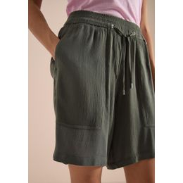 Shorts Cecil, Damen, Gr. M (40), gr&uuml;n (khaki), Stoff, 100% Viskose, unifarben, loose fit kurz, Hosen Shorts, satinierte Viskose