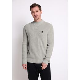 Strickpullover Street One MEN, Herren, Gr. L (42), grau (frost grau melange), Web, 100% Baumwolle, unifarben, normal normal, hoch geschlossener Ausschnitt, Rippb&uuml;ndchen, Pullover Strickpullover, aus reiner Baumwolle