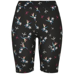 Fahrradhose Urban Classics "Urban Classics Damen Ladies Soft AOP Cycle Shorts", Damen, Gr. S, US-Gr&ouml;&szlig;en, schwarzfloret, 85% Polyester, 15% Elasthan, skinny fit, Hosen Fahrradhose