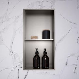 Viverso x wall Edelstahl-Wandnische B: 300 mm H: 600 mm, mit Slim-Rahmen und Ablage,, VU9802BS,