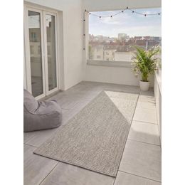 benuta Basic In- & Outdoor-L&auml;ufer Iowa Hellgrau 80x250 cm - Teppich f&uuml;r Balkon, Terrasse & Garten