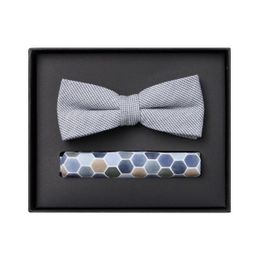 Fliege Venti "Venti Set aus Fliege und Einstecktuch gemustert", Herren, blau, 72% Polyester, 20% Viskose, 8% Elasthan, Fliegen