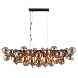 Globo LIGHTING H&auml;ngeleuchte "UDO", schwarz matt, H: 120cm, 1 Stk., Leuchten, H&auml;ngelampe Glaskugeln rauchfarben 2 Glasgr&ouml;&szlig;en Esszimmer Esstisch, H&auml;ngeleuchte