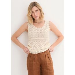 Stricktop bonprix, Damen, Gr. 44/46 (L), natur, Obermaterial: 50% Baumwolle, 50% Polyacryl, figurumspielend, Tops Stricktop, aus Baumwollmix, figurumspielende Passform, &auml;rmellos, ohne Kragen