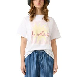 Kurzarmshirt QS, Damen, Gr. M, wei&szlig;, Single Jersey, Obermaterial: 100% Baumwolle, bedruckt, normal h&uuml;ftbedeckend, Rundhals, abgesteppte Kante, Shirts, Sommershirt mit Druck