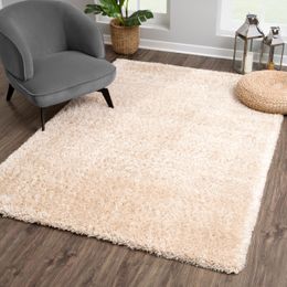 Hochflor-Teppich Sanat "Porto", beige, B:140cm H:45mm L:200cm, Kunstfaser, Teppiche, Wohnzimmer, Langflor, Shaggy, auch als L&auml;ufer