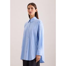 Hemdbluse Seidensticker, Damen, Gr. M (38), hellblau, 75% Baumwolle, 21% Polyamid, 4% Elasthan, gestreift, oversize, ohne Ausschnitt, Blusen Hemdbluse, 1/1 Kragen Gestreift
