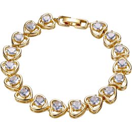 Armband Firetti "Schmuck Geschenk Kupfer Armschmuck Herzkettengliederung Liebe", gold (gelbgoldfarben, kristallwei&szlig;, kristallwei&szlig;), Armb&auml;nder, Damen, 19cm, Kupfer, Armband, mit Zirkonia (synth.)